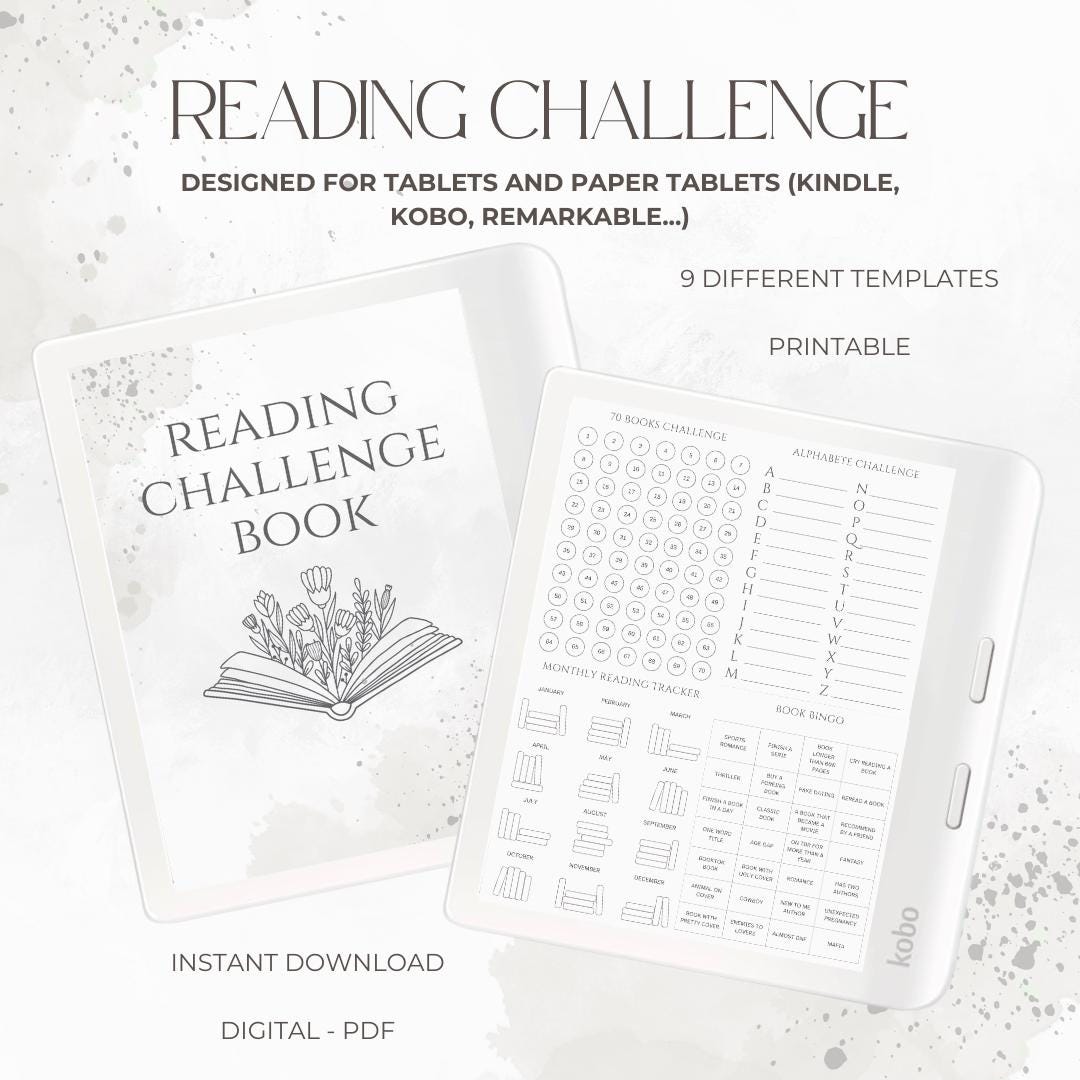 Printable Digital Reading Challenge Book | PDF for Kindle, Kobo ...