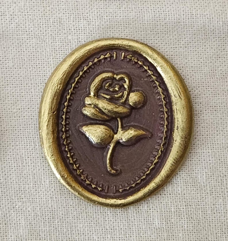 Floral Rose Wax Seal Stickers, Hand Poured Mauve Berry With Gold ...