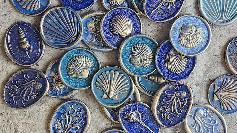 Beach Sea Shell Wax Seal Stickers, Coastal Nautical Wedding, Conch ...