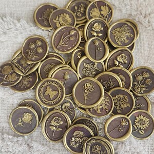 Floral Rose Wax Seal Stickers, Hand Poured Mauve Berry With Gold ...