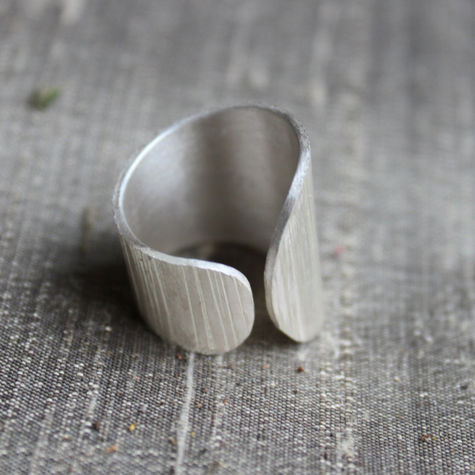 Statement Silver Textured Tube Ring Adjustable Open Cuff Ring - Etsy