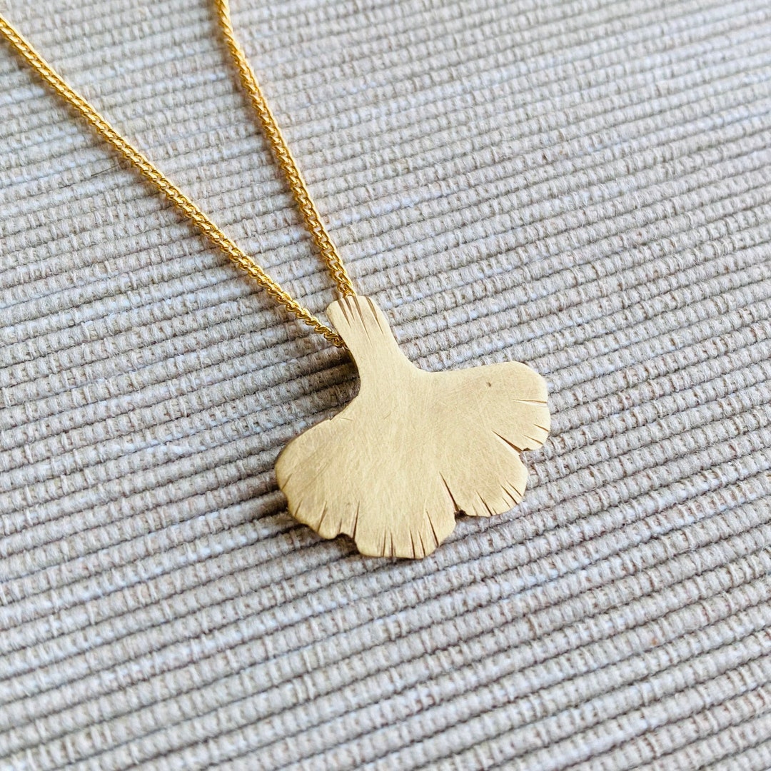 Gingko Leaf Gold Necklace, Dainty Gold Plated Gingko Necklace, Dainty ...