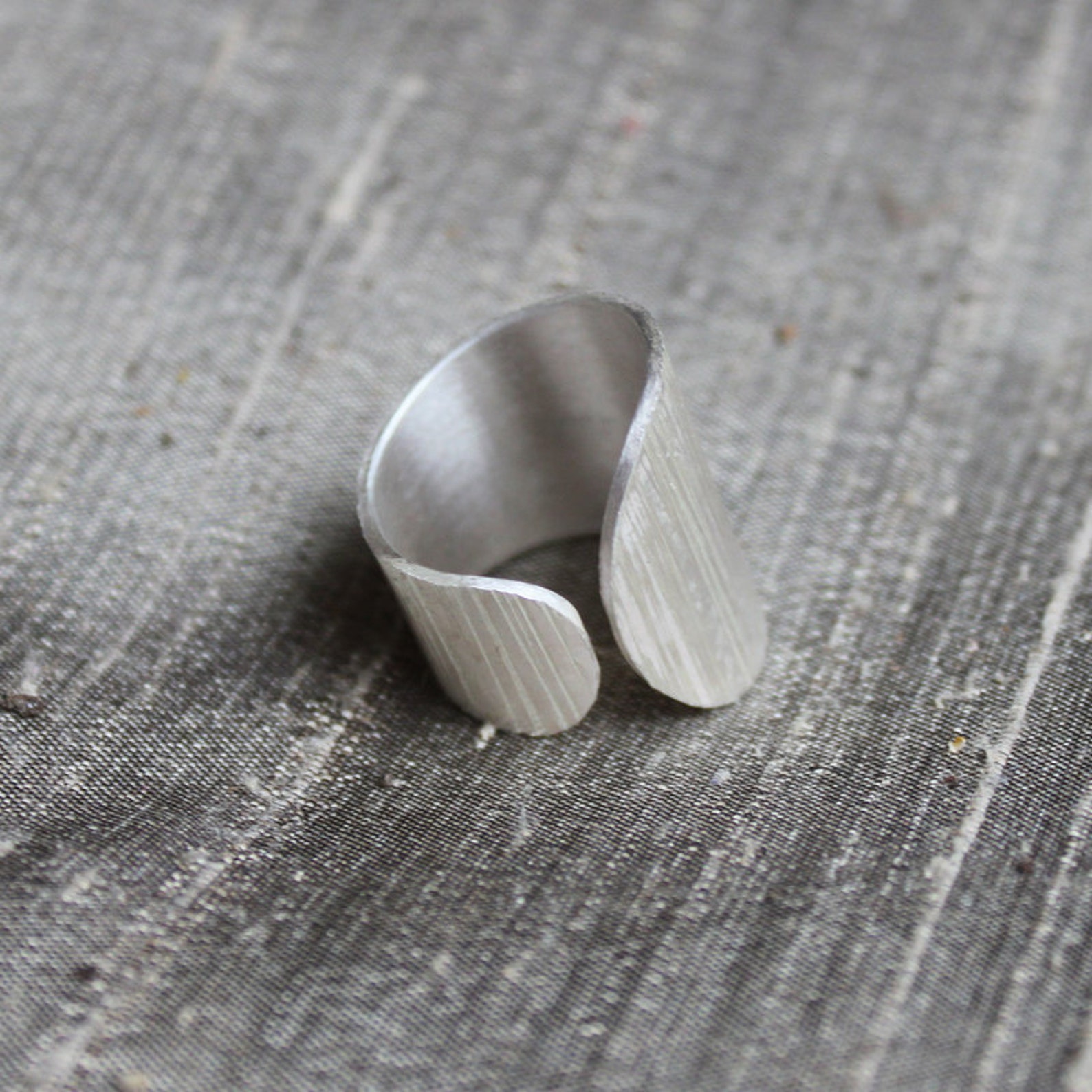 Statement Silver Textured Tube Ring Adjustable Open Cuff Ring - Etsy