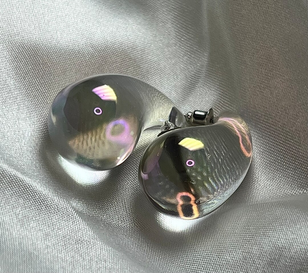 Transparent Water Drop Stud Earrings Chunky Pear Earrings - Etsy