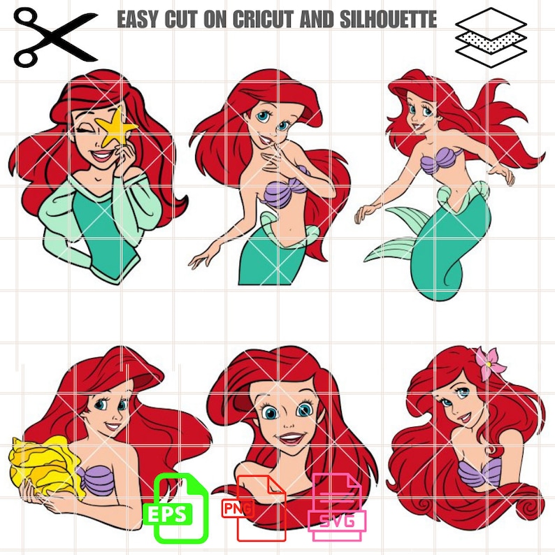 Layered Ariel Little Mermaid Svg Bundle, Instant Download, Bundle for ...