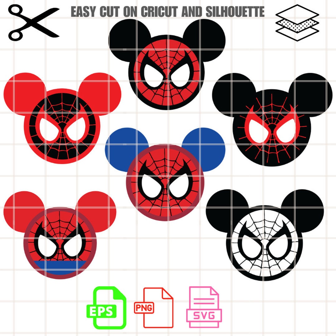 Spiderman Mickey Head Ears SVG File, Spider Verse Svg,kawaii Svg ...