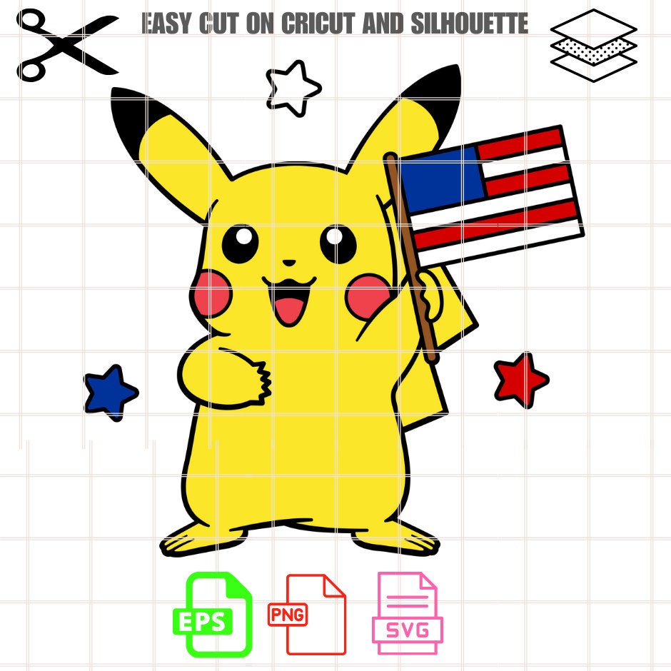 Patriotic Pikachu Svg, 4th of July Svg, Independence Day Svg, USA Svg ...