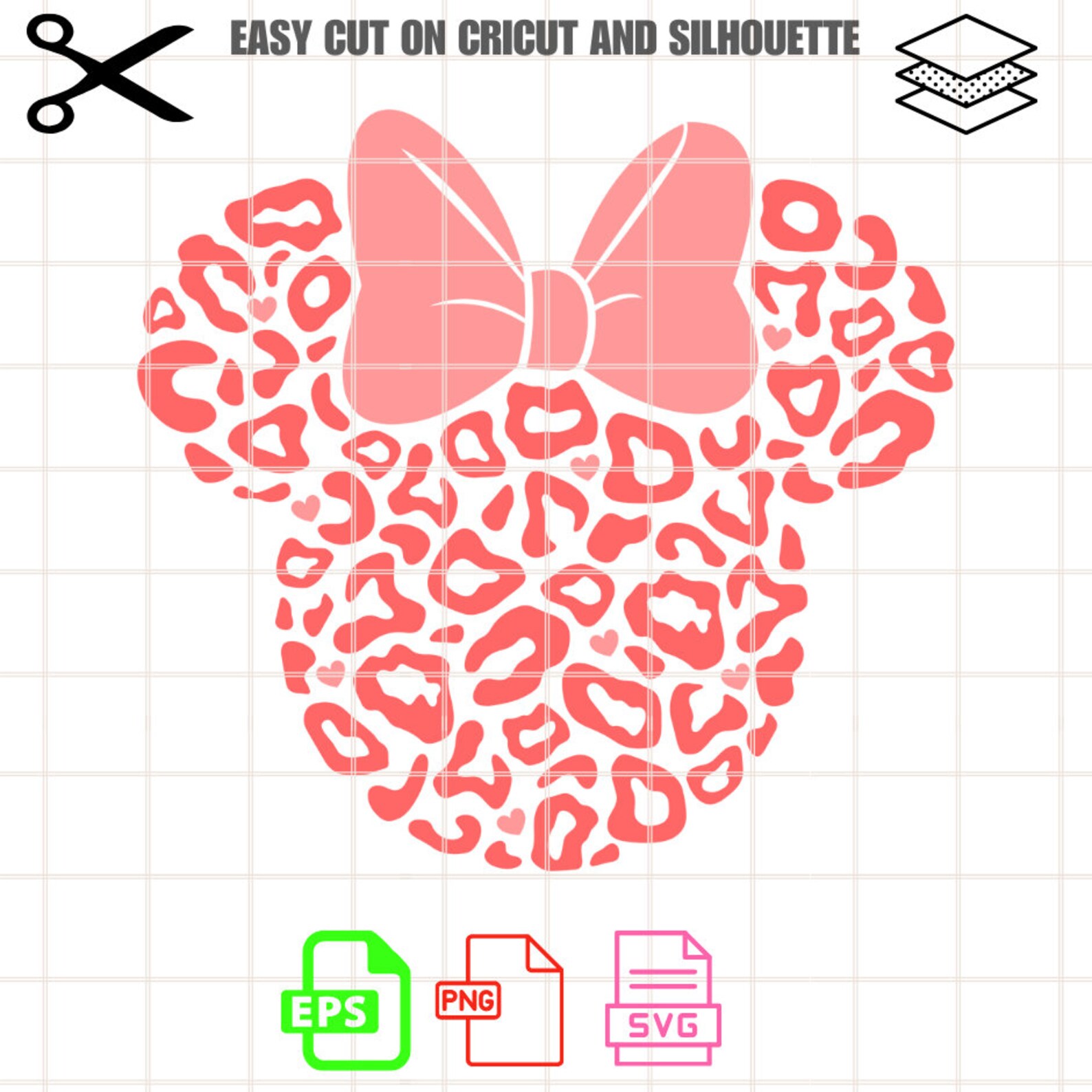 Leopard Skin Minnie Svg, Mickey Head Svg, Minnie Mouse Svg, Kawaii Svg ...