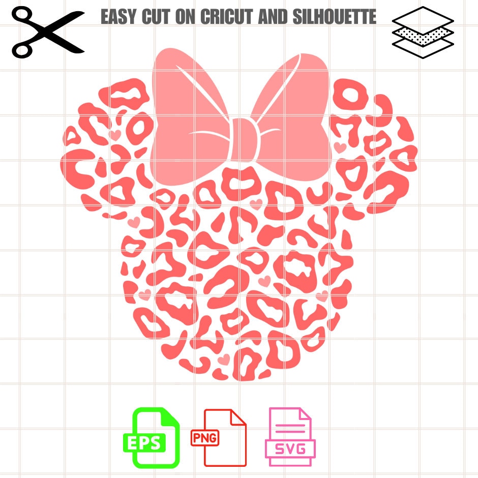 Leopard Skin Minnie Svg, Mickey Head Svg, Minnie Mouse Svg, Kawaii Svg ...