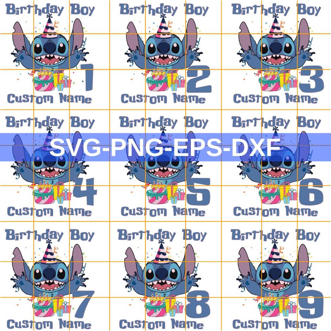 Custom Stitch Brithday Boy SVG Bundle, Cute Stitch Birthday Boy Digital ...