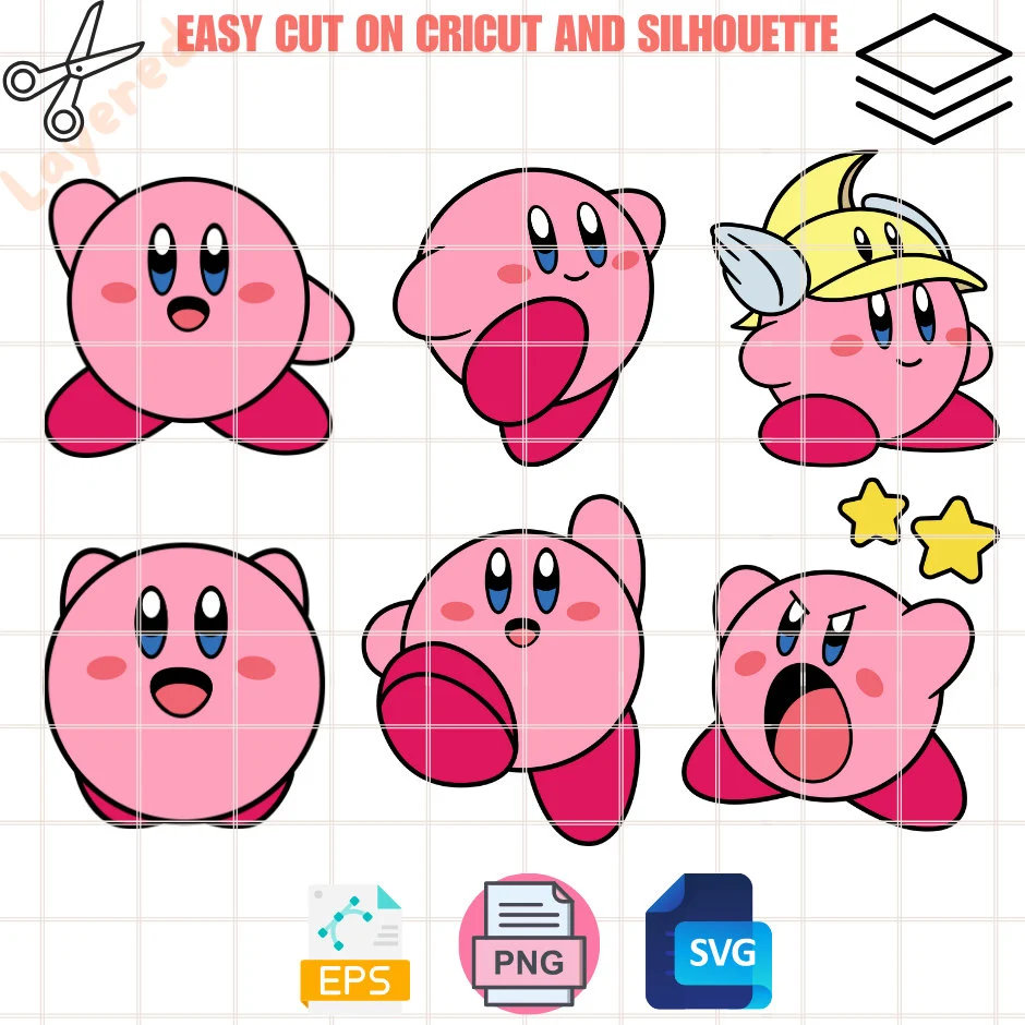 Kirby Bundle Svg, Kirby Little Star Svg, Kirby Face Svg, Games Svg, Cricut, Silhouette Vector ...