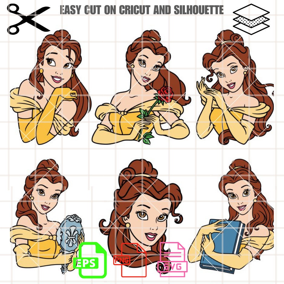 Belle SVG Bundle, Beauty and the Beast Svg, Princess Svg, Kawaii Svg ...