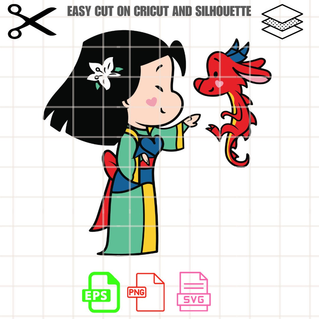 Mulan Chibi Kawaii Princess SVG Files for Cricut Sublimation Files - Etsy
