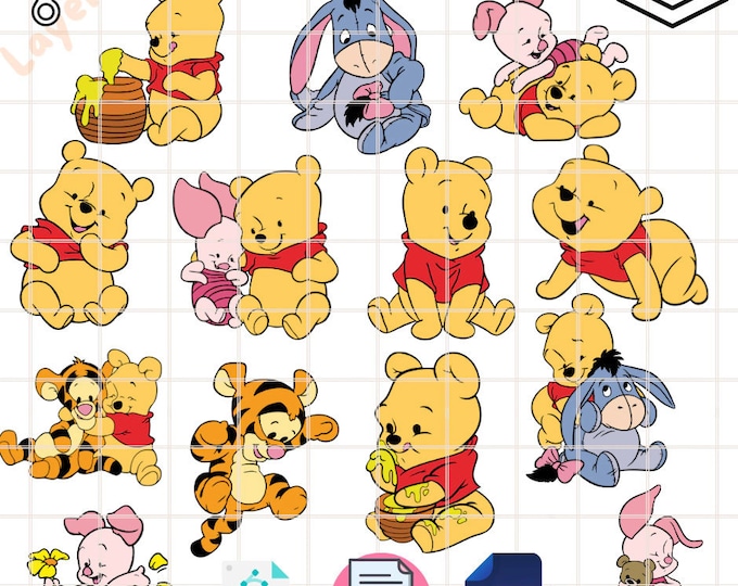 Layered Baby Pooh Svg Bundle, Instant Download, Bundle for Cricut ...