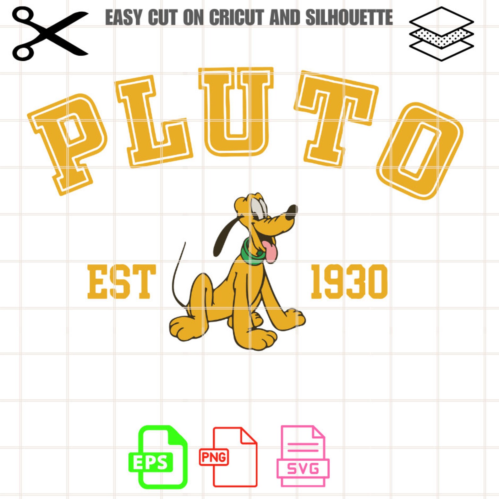 Pluto Est 1930 Svg Graphic Designs Files , Pluto Svg Bundle , Pluto Svg ...