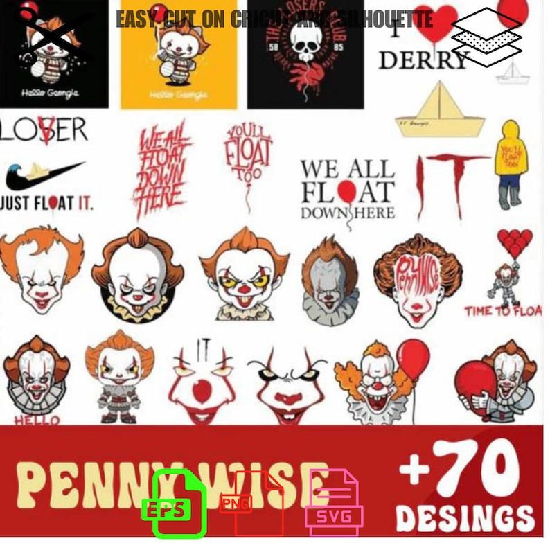 70+ Peny Vise Bundle Svg Cut Files for Cricut,it Pennywise Svg Bundle Layered Item, Horror ...