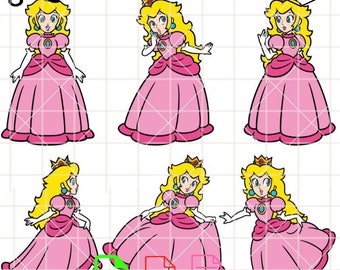 Princess Peach Face Bundle Svg, Mario Characters Svg, Super Mario Svg ...