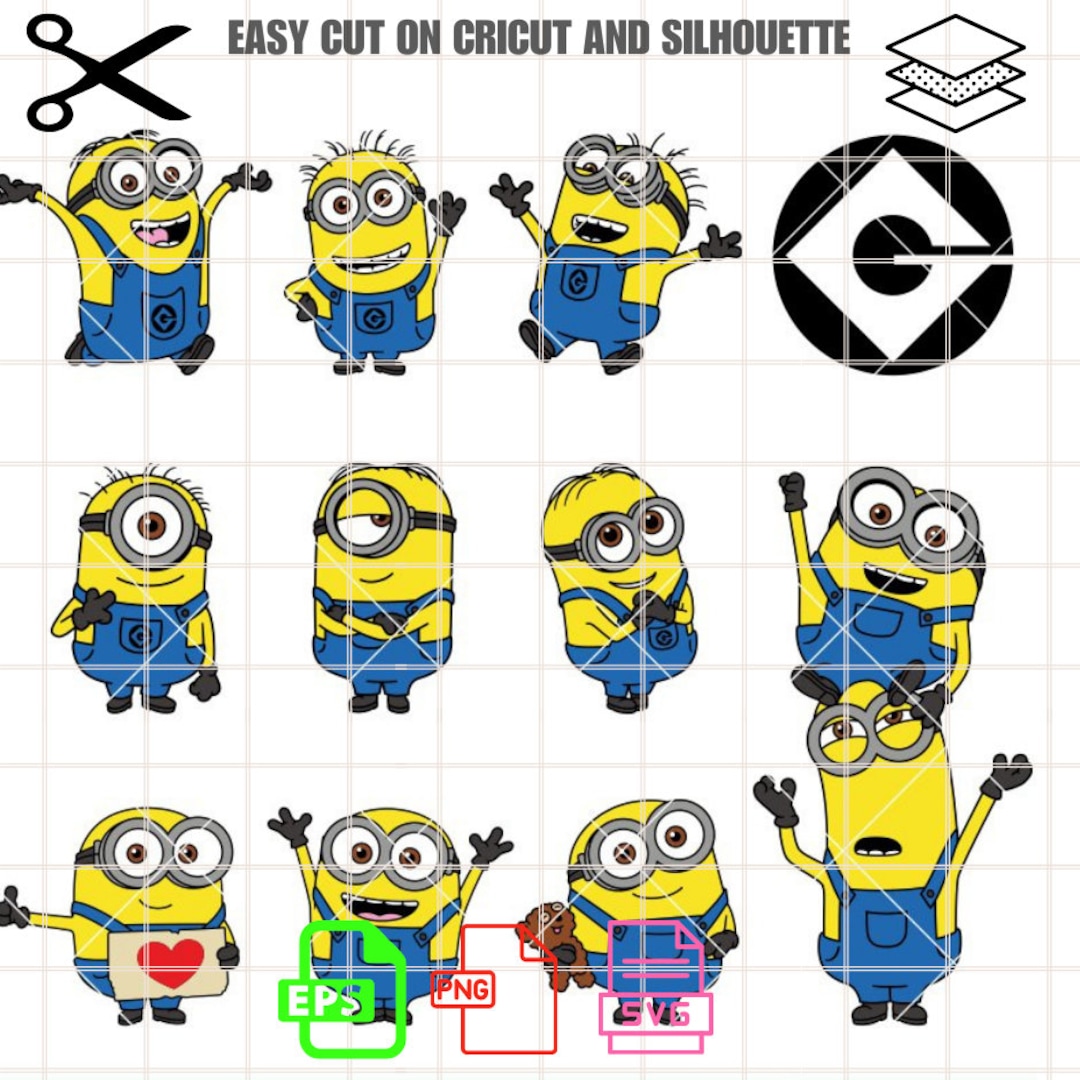 Minions Bundle Svg, Gru G Logo Svg, Despicable Me Svg, Kawaii Svg ...