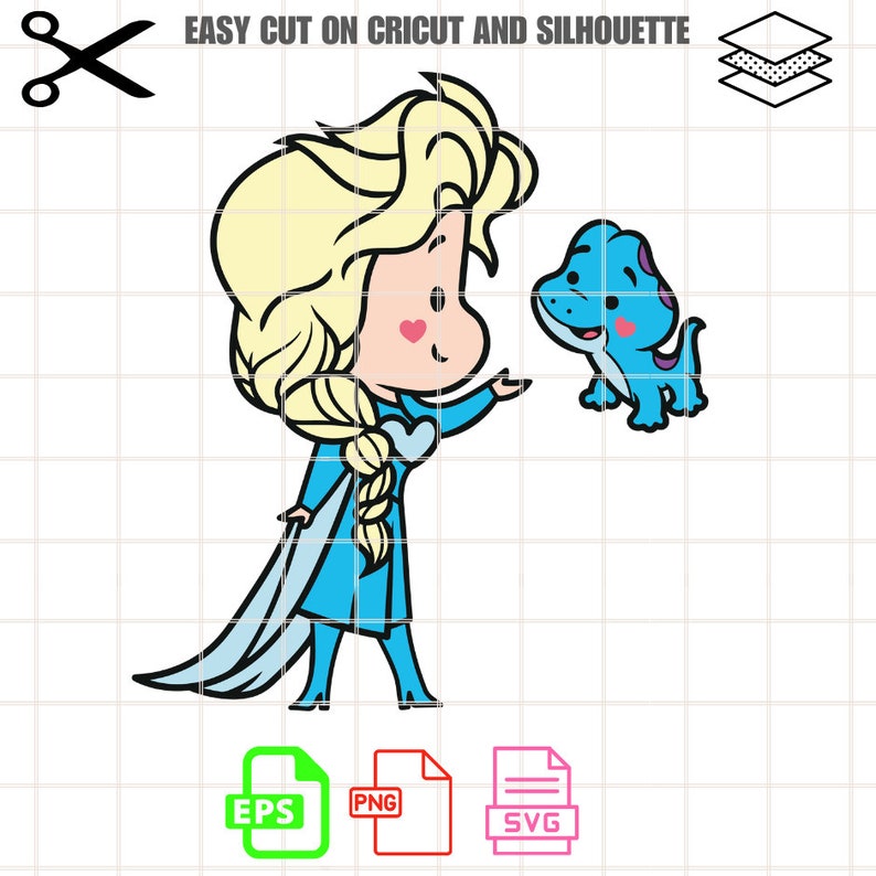 Chibi Elsa Snow Queen SVG Kawaii Princess Cutting Digital File,kawaii ...