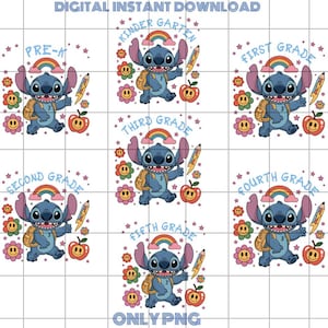 Cute Stitch Back to School Png Bundle, Stitch School Digital Image ...