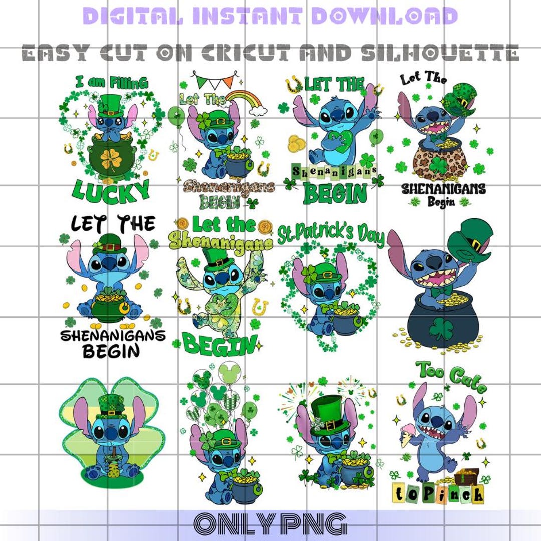 Stitch St Patrick's Day Png Bundle, Stitch Png, St Patrick Day Png ...