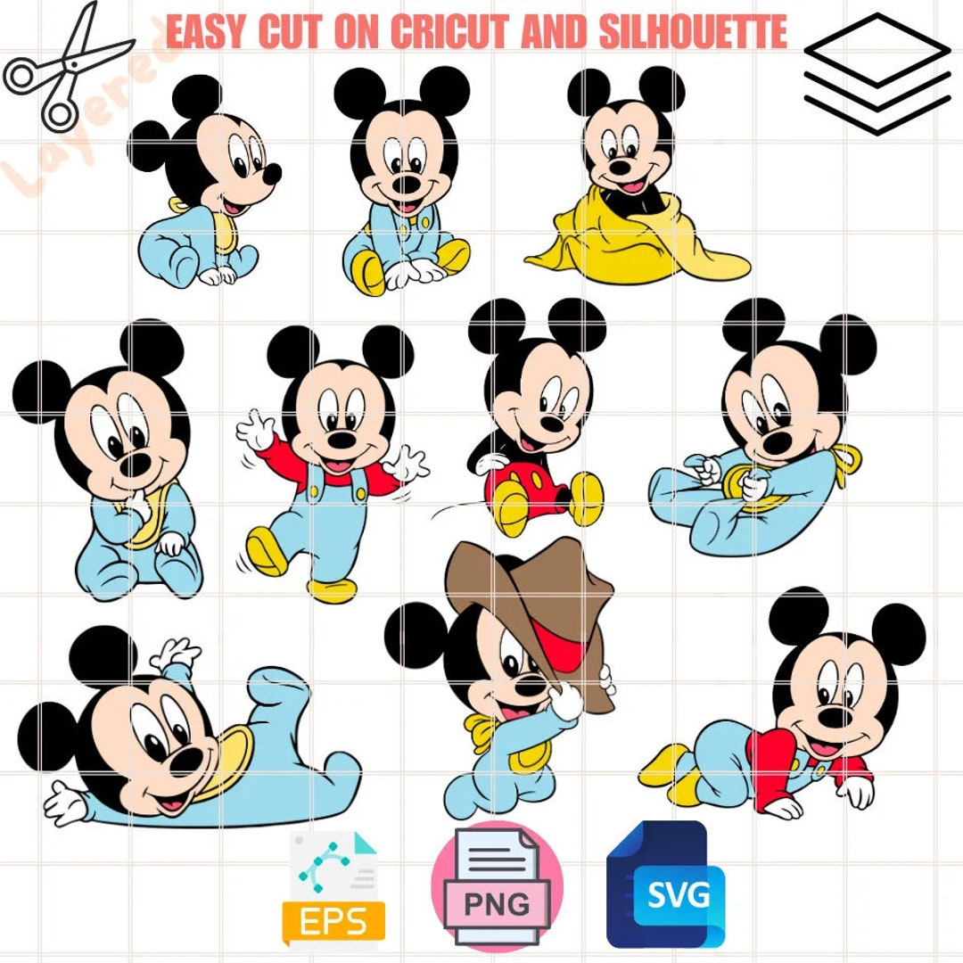 Layered Baby Mickey Svg Bundle, Instant Download, Bundle for Cricut ...