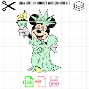 Minnie Statue of Liberty SVG , Cartoon Svg, Kawaii Svg, Summer Svg ...
