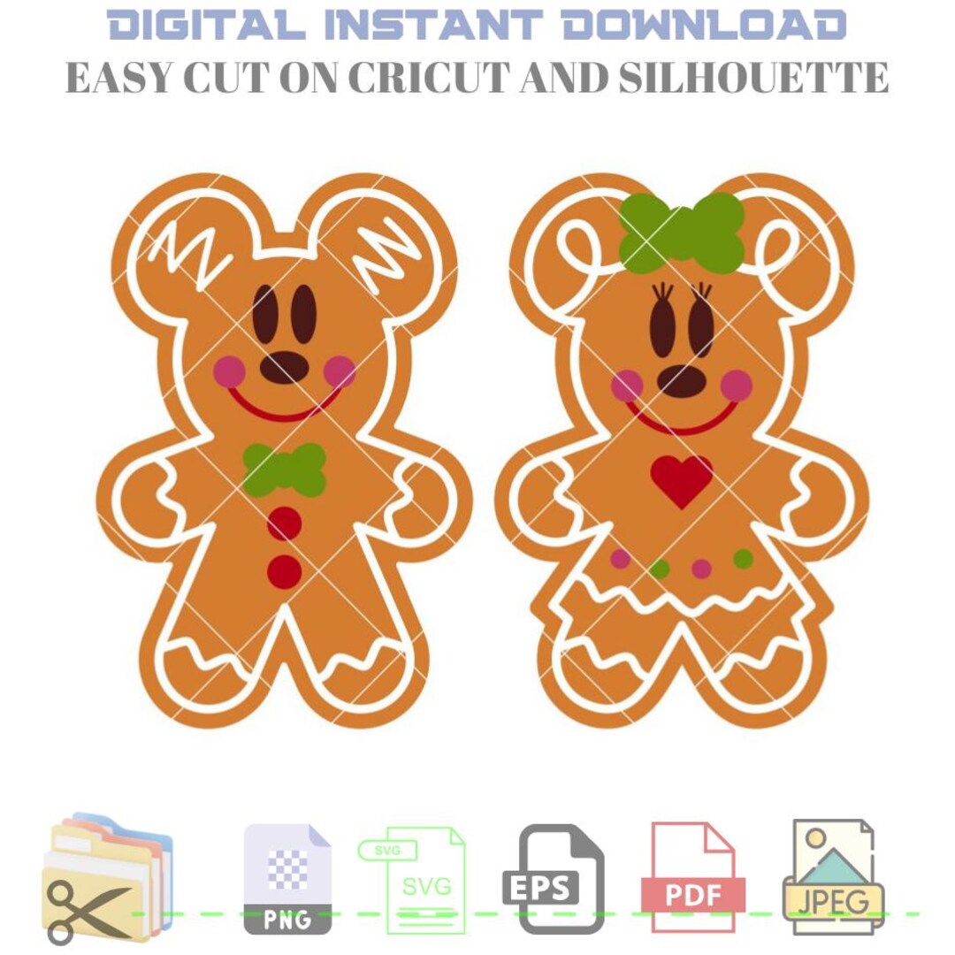 Gingerbread Cookie Mickey & Minnie Svg, Christmas Svg,christmas Svg ...