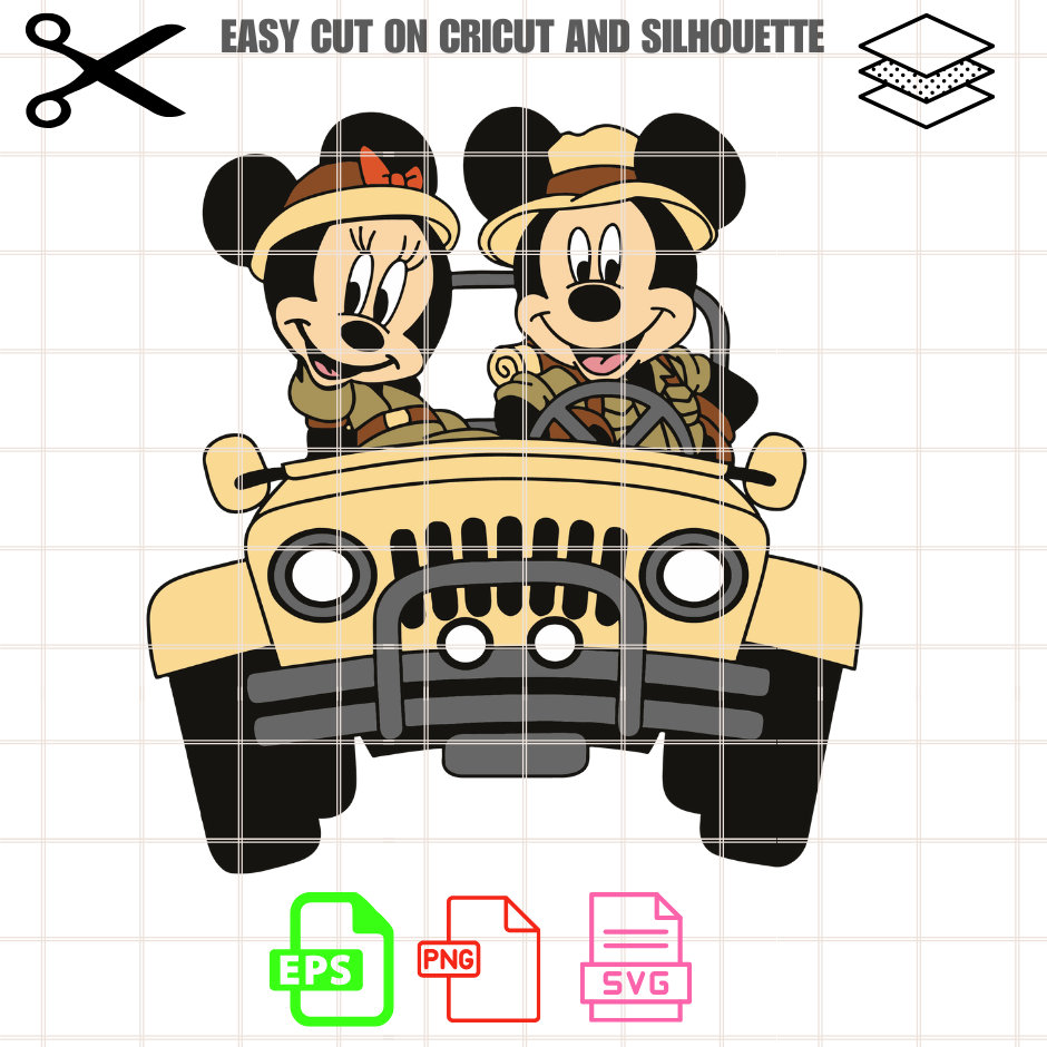 Safari Mickey,minnie and Friends SVG Hunter Cosplay Cutting Files - Etsy