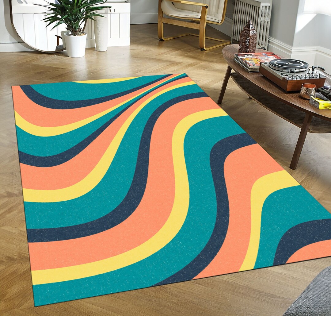 Groovy Rug, Wavy Trippy Rug, Groovy Area Rug, Psychedelic Groovy 70s ...