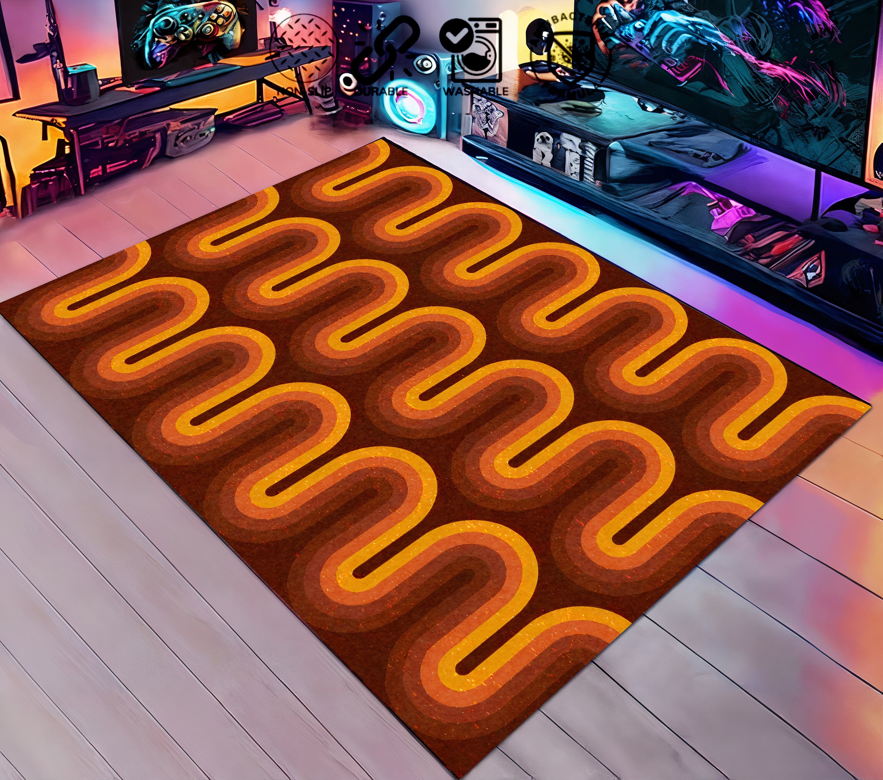 Retro Rug, Scandinavian Style Rug, Living Room Rug, Retro Area Rug ...