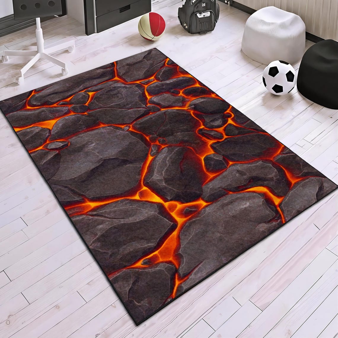 Hot Lava Rug, Floor is Hot Lava, Lava, Lava Pattern Rug, Volcano Rug ...