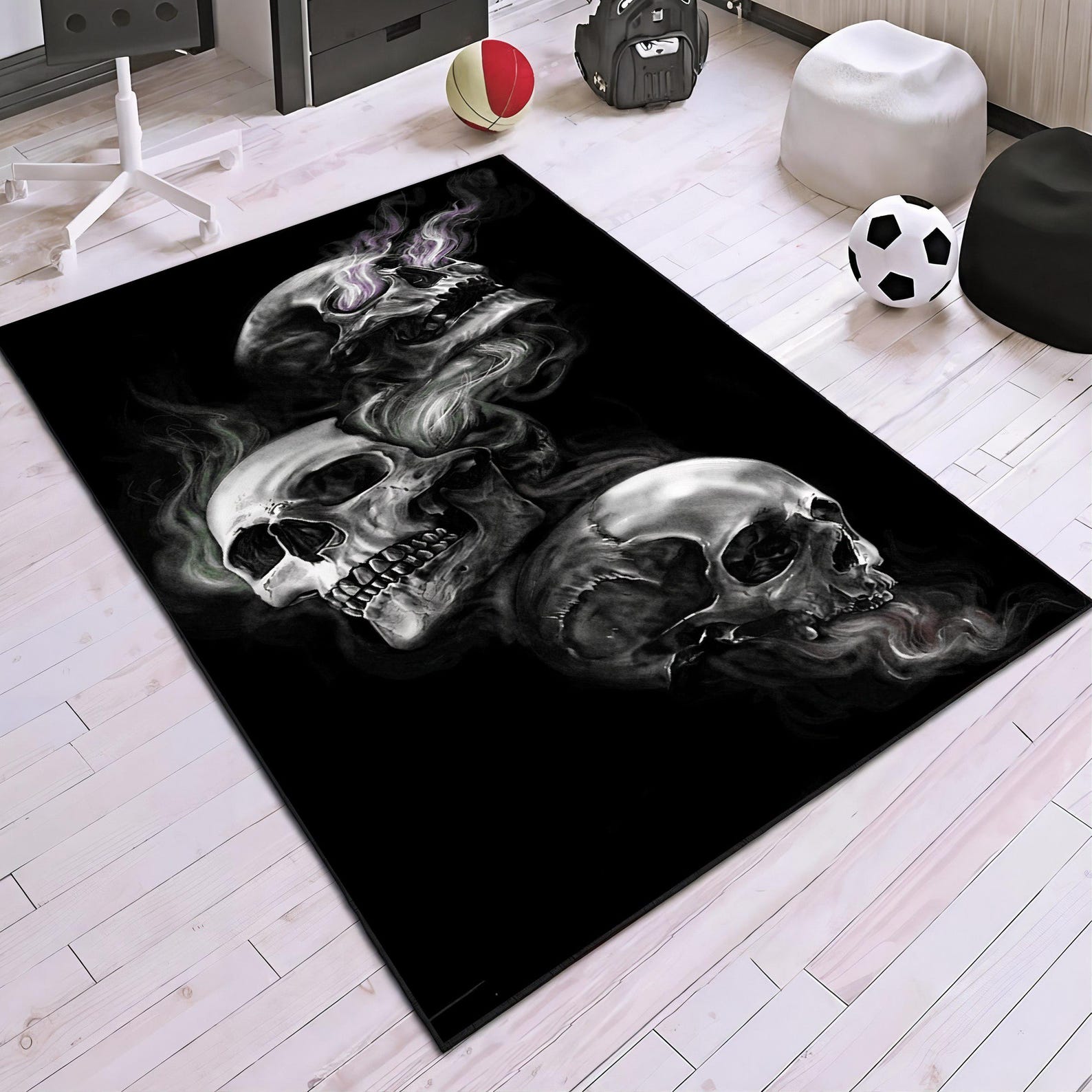 Skulls Design, Realistic Skull Carpet, Horror Skull Rug, Evil Skull Rug ...