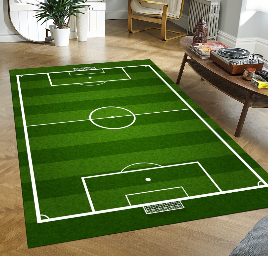Football Rug, Football Pitch Rug, Soccer Field Rug, Washable Football ...