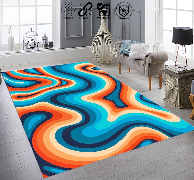 Groovy Rug, Groovy Area Rug, Psychedelic Groovy 70s Carpet, Wavy Trippy ...