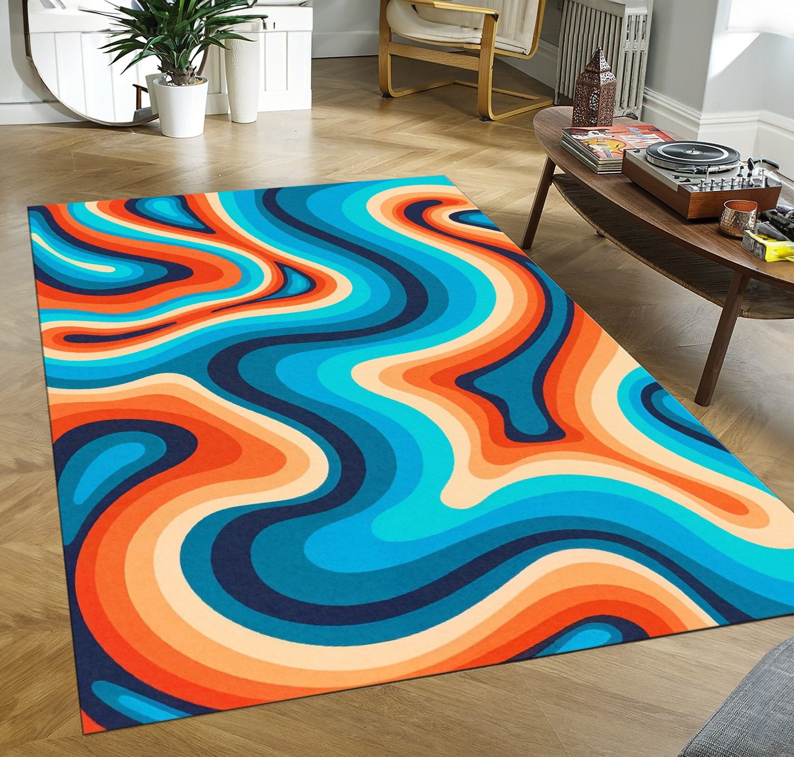 Groovy Rug, Groovy Area Rug, Psychedelic Groovy 70s Carpet, Wavy Trippy ...