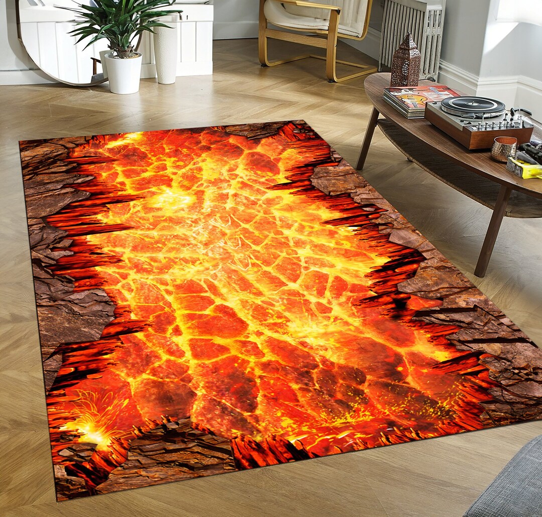 Lava Pattern Rug, Volcano Rug, Popular Rug, Volcano Floor Rug, Hot Lava ...