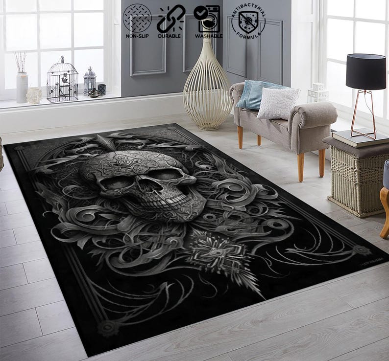 Skull Rug: Realistic Horror Design - Non-slip Floor Carpet - Etsy