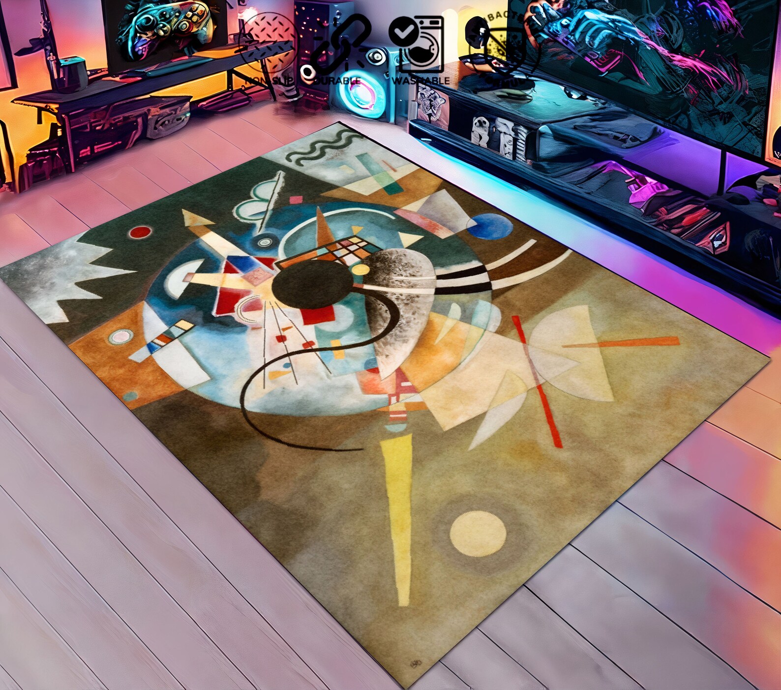 Wassily Kandinsky, Kandinsky Style Art Rug, Art Rug,abstract Rug, Mid ...