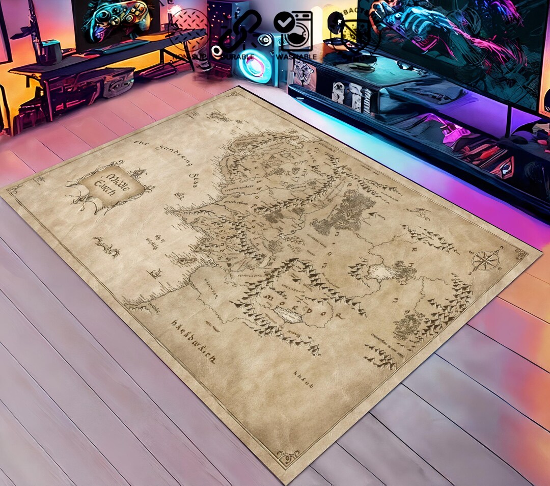 The Lord of the Rings Rug, the Middle Earth Map Rug, Lotr Rug,hobbits ...