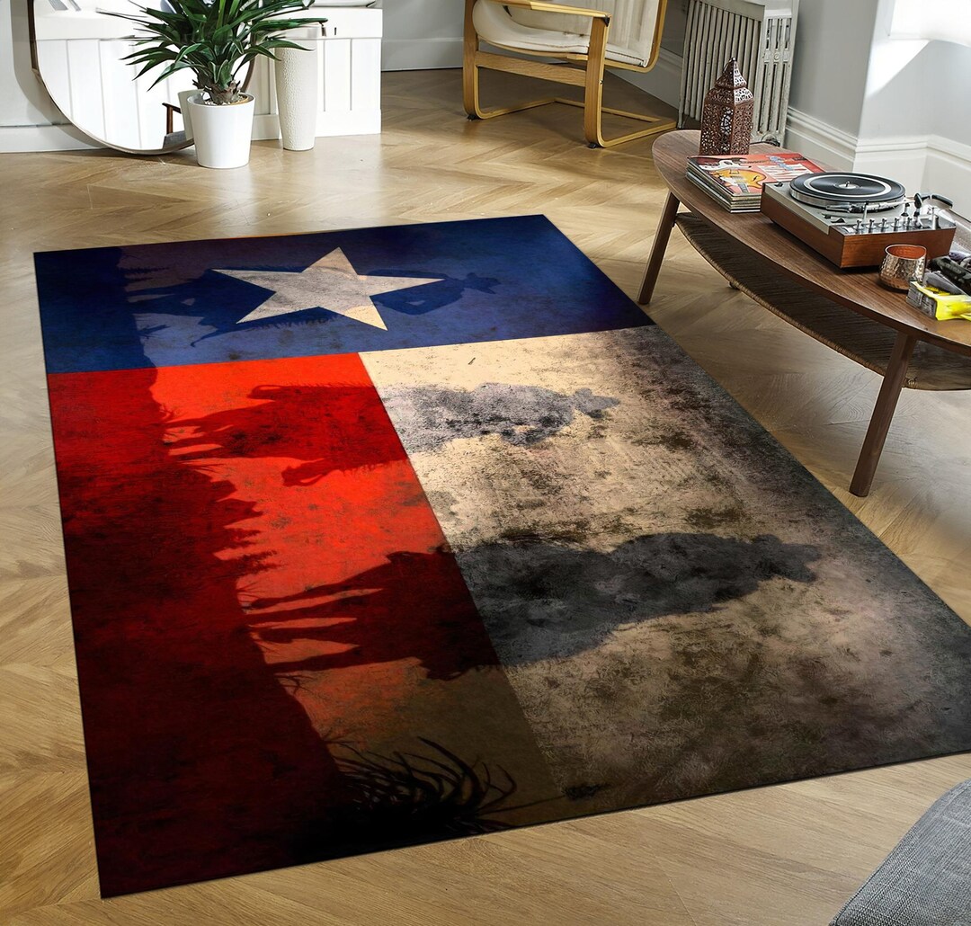 Cowboy Rug, Texas Flag Rug, Custom USA Flag Area Rug for Living Room ...