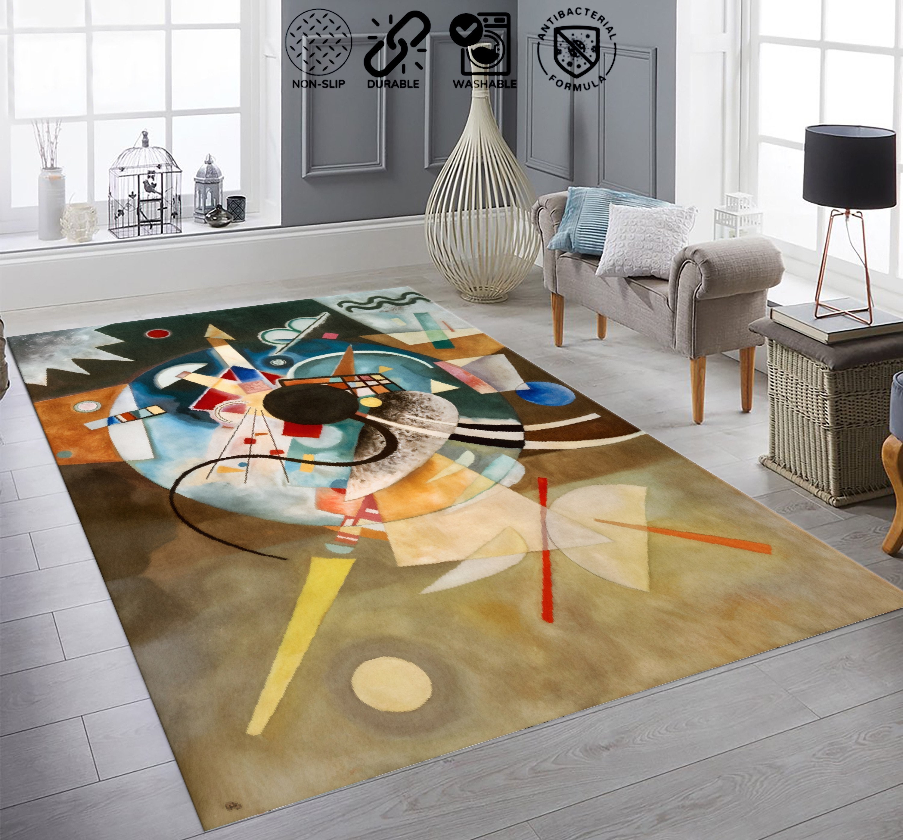 Wassily Kandinsky, Kandinsky Style Art Rug, Art Rug,abstract Rug, Mid ...