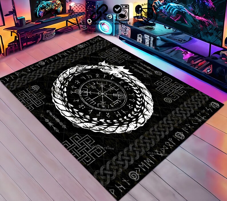 Scandinavian Decor Carpet, Norse Mythology Viking Decor Rug, Norse ...