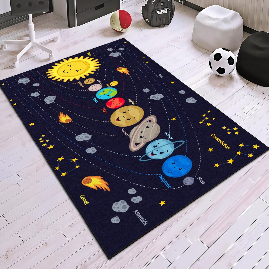 Planet Rug for Kids Room, Gift for Kids Room, Educational Solar System ...