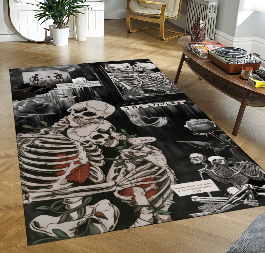 Gothic Skeleton Rug, Sofa Area Bedroom Rug, Skull Rug, Skeleton Rug,art ...