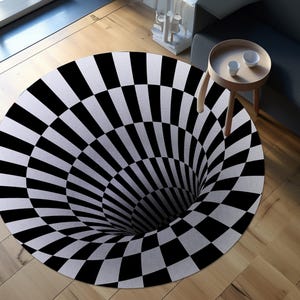 3D Vortex Rug, Optical Illusion Printed Area Rug, Circle Rug, Non Slip ...