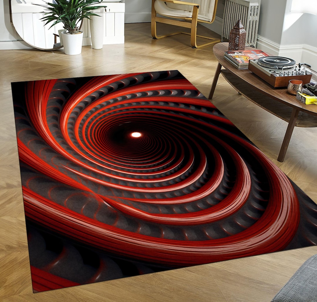 Red 3D Vortex Spiral Hypnosis Optical Illusion Area Rug - Etsy