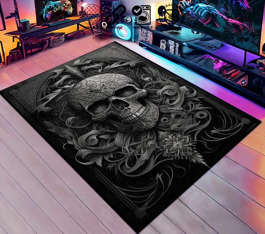 Skull Rug: Realistic Horror Design - Non-slip Floor Carpet - Etsy
