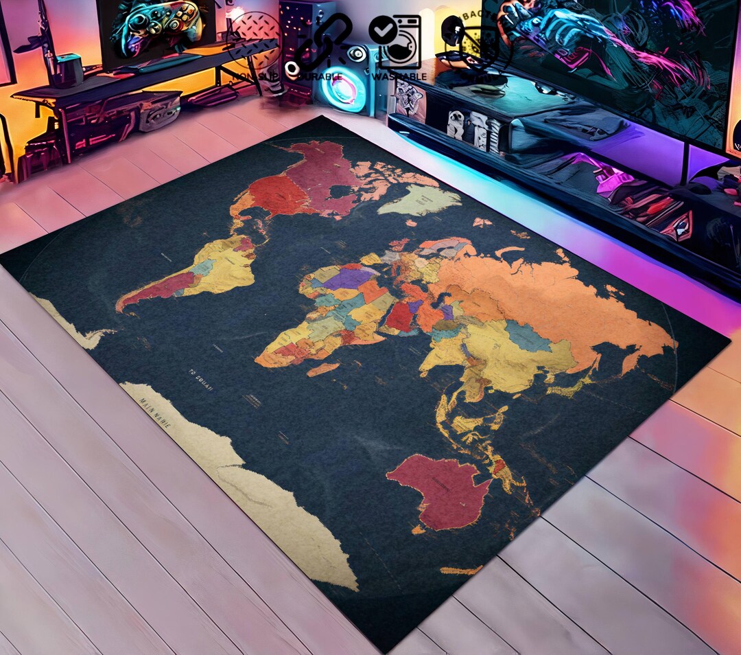 World Map Rug, Planet Round Rug, Universe Rug, Earth Rug, Earth Printed ...