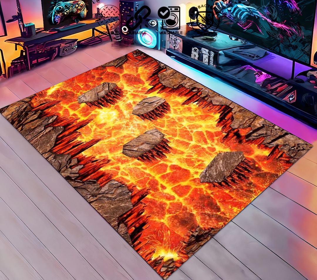 Volcano Floor Rug, Lava Pattern Rug, Volcano Rug, Lava Design Rug, Lava ...